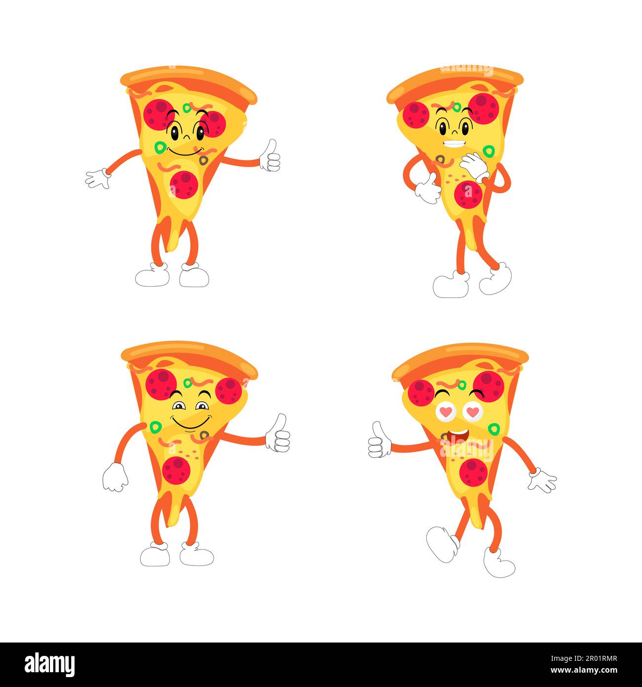 Pizza Cartoon Character, modern vector template set of mascot ...