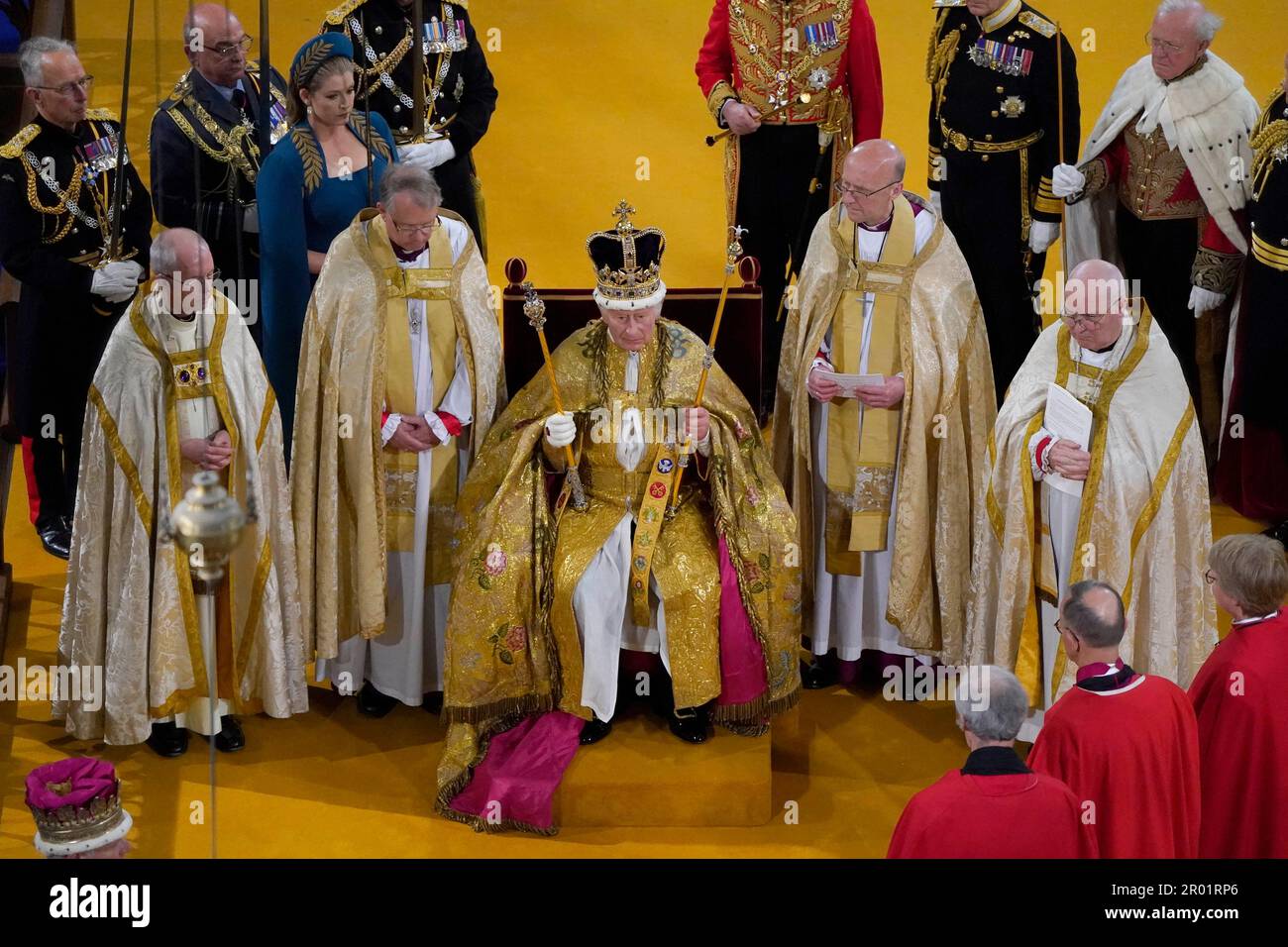 King Charles III receives The St Edward's Crown during his coronation ...