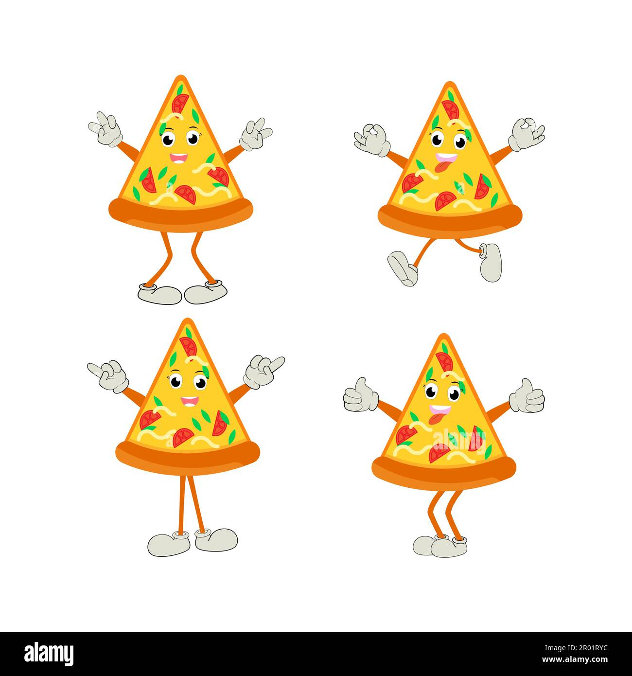 Pizza Cartoon Character, modern vector template set of mascot ...