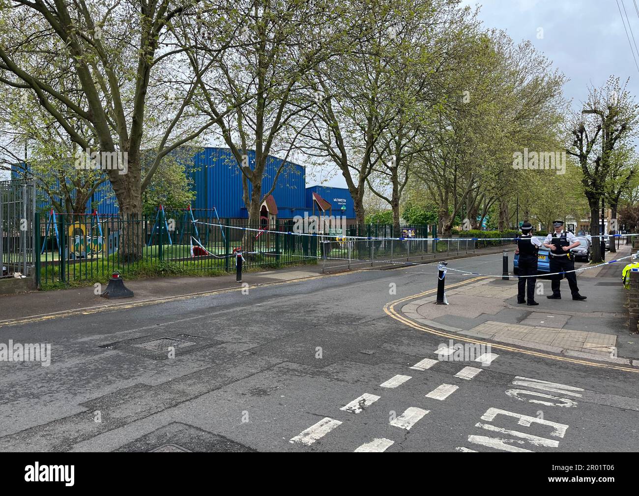 Police at the scene near Kelmscott school in Walthamstow where a 16 ...