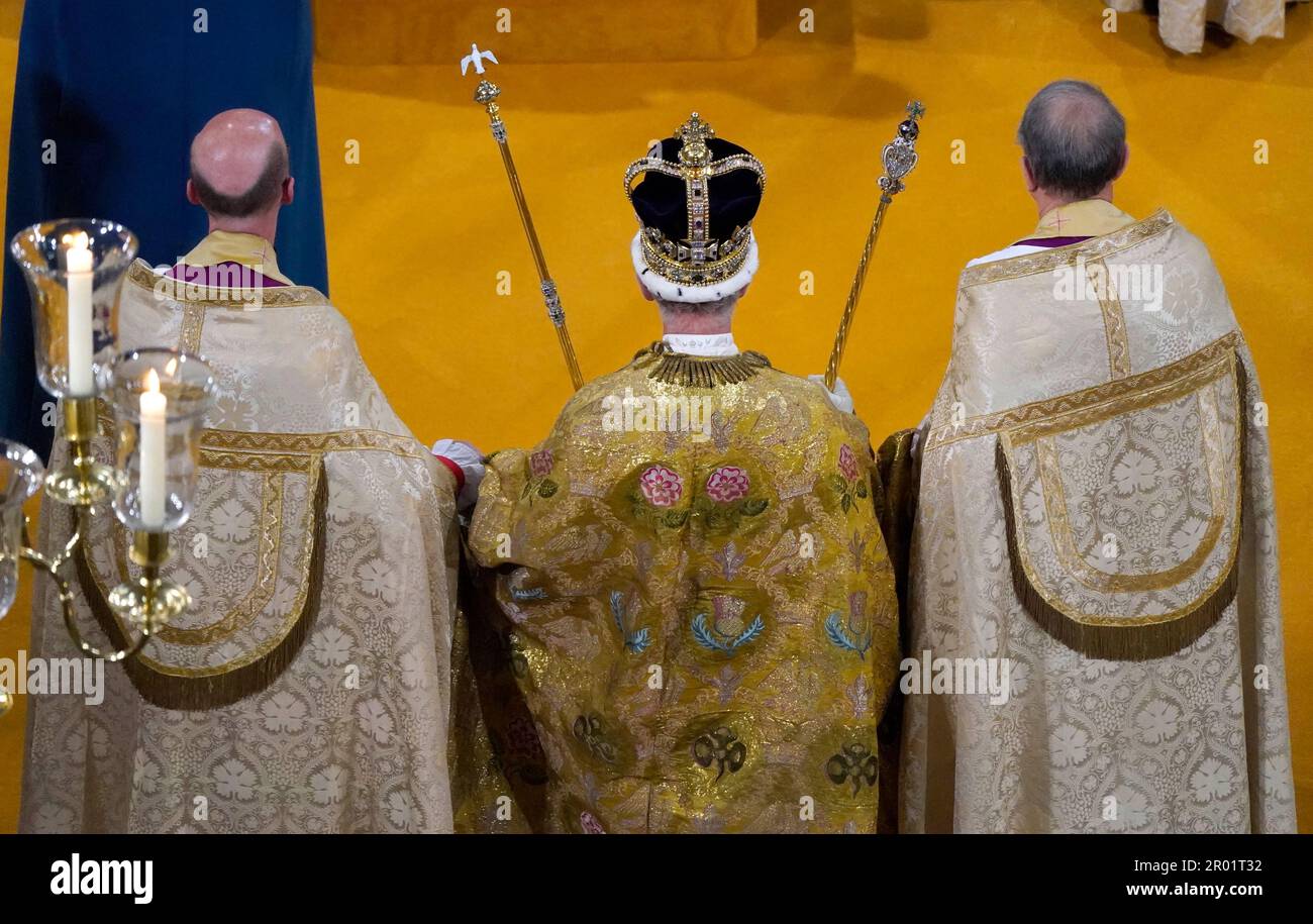 King Charles III receives The St Edward's Crown during his coronation ...