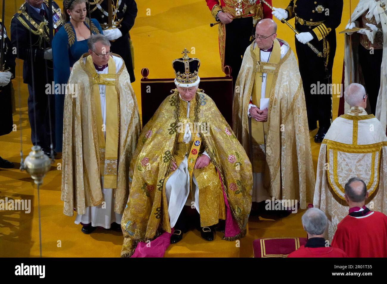 King Charles III receives The St Edward's Crown during his coronation ...
