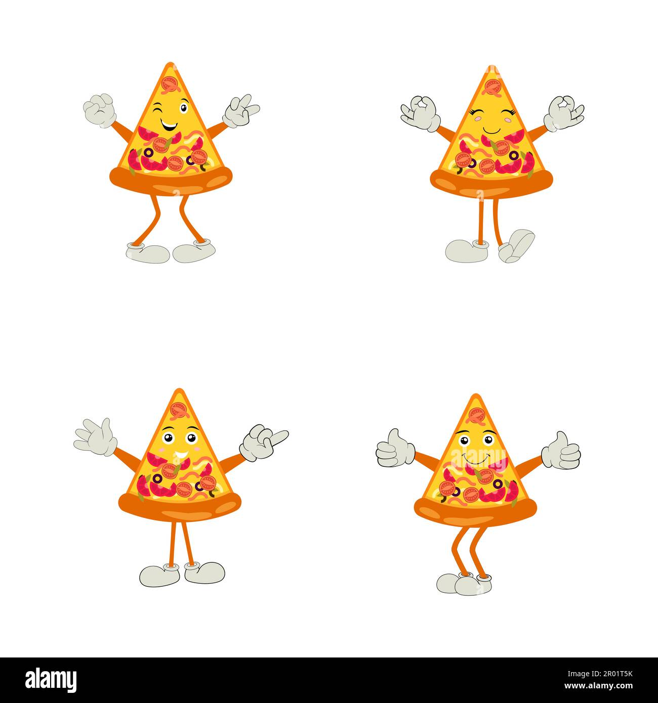 Pizza Cartoon Character, modern vector template set of mascot ...