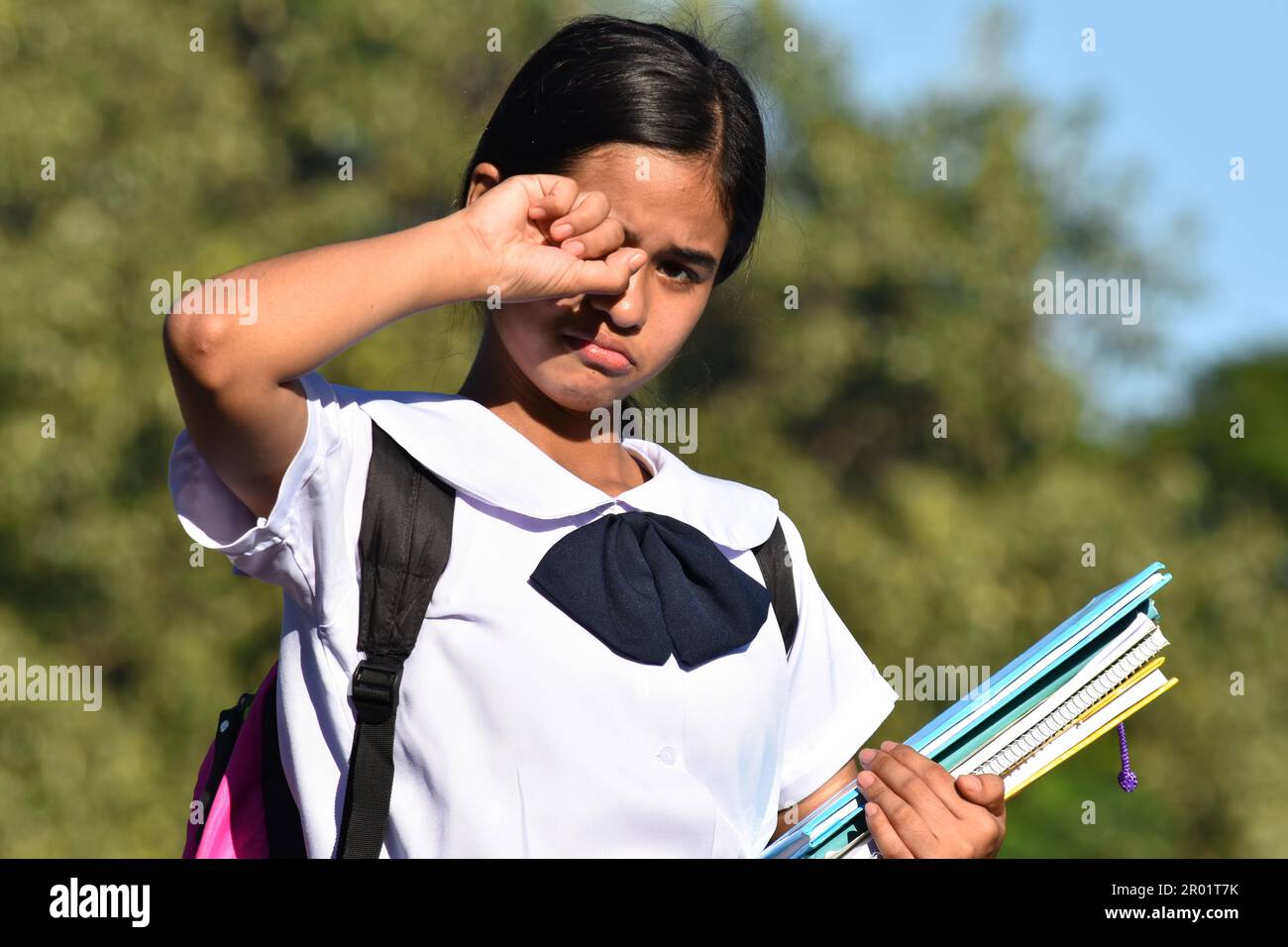Crying Asian Female Student Wearing Uniform Stock Photo - Alamy