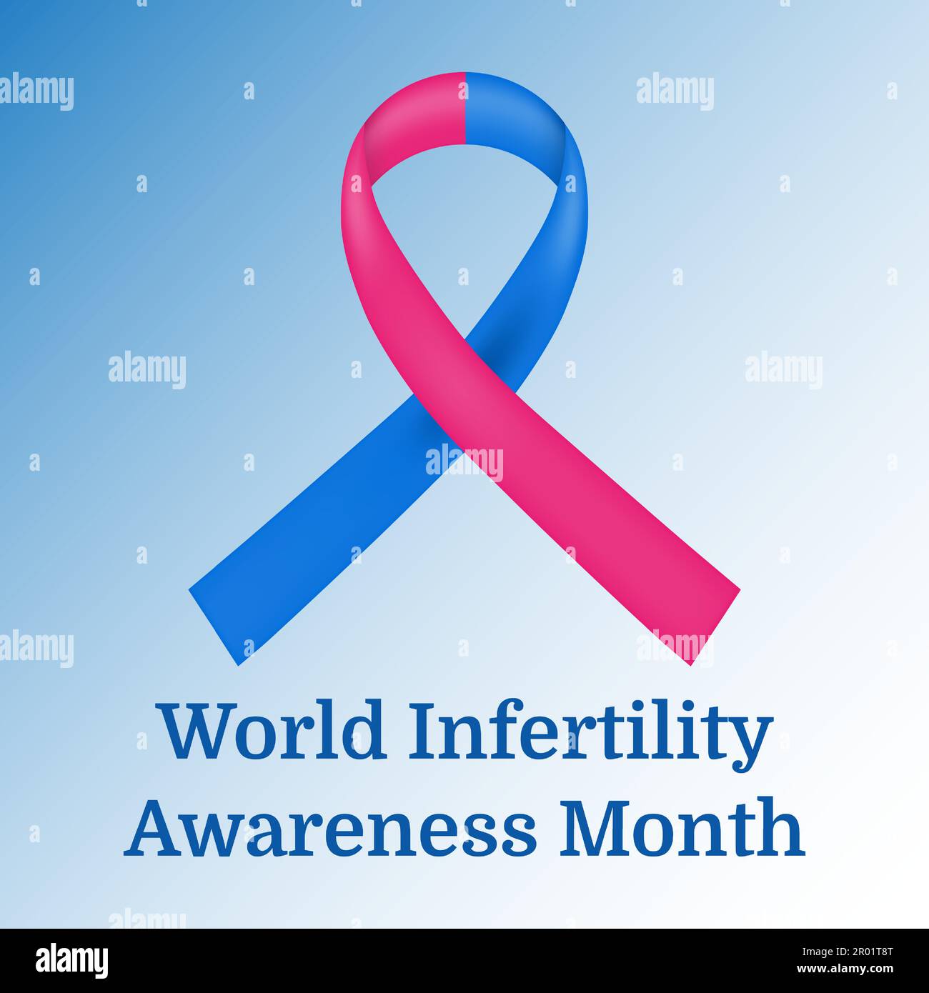 Vector illustration of a pink and blue ribbon on a light blue ...