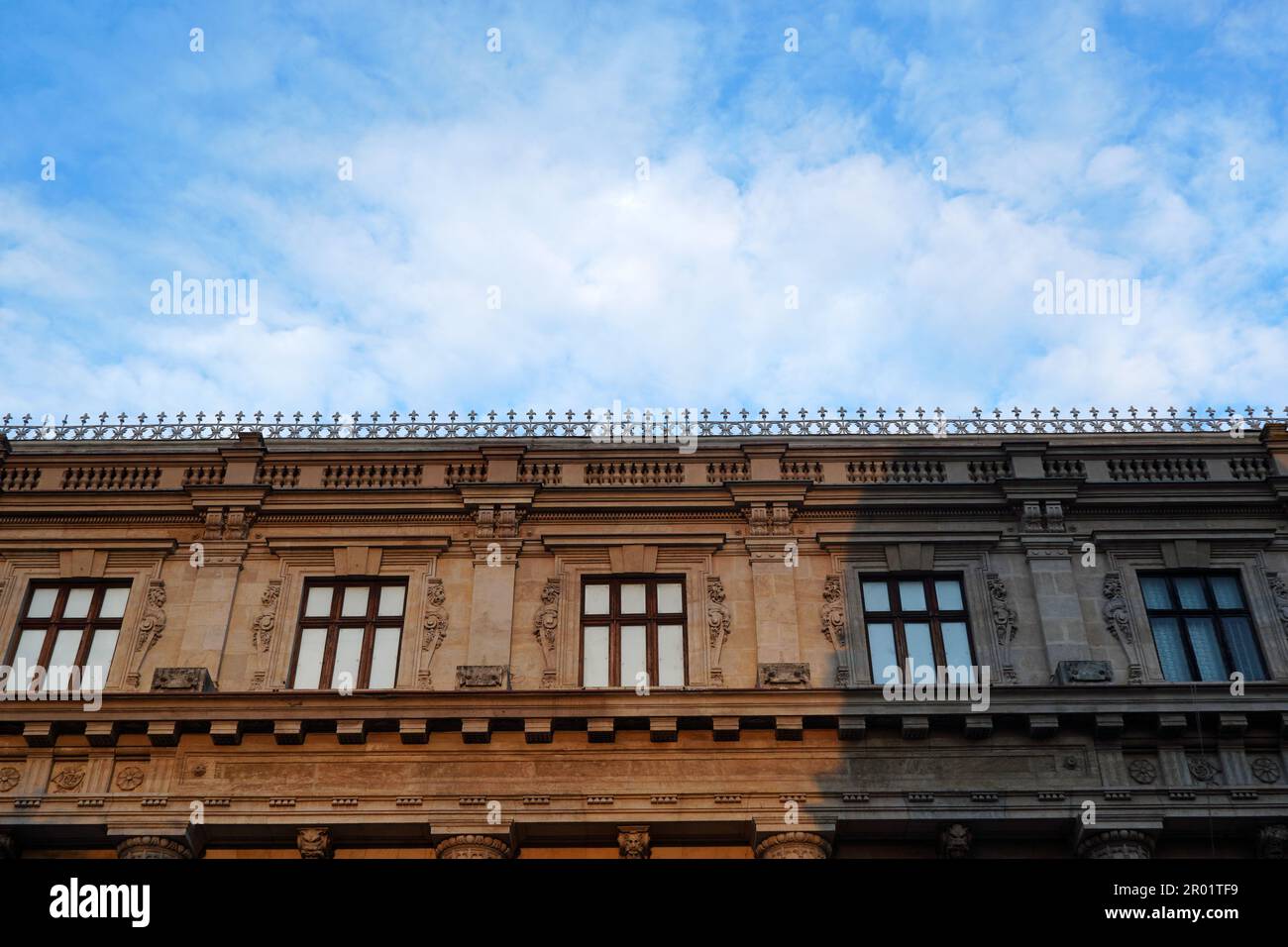 Top floor of historical building in neoclassical architecture style in ...