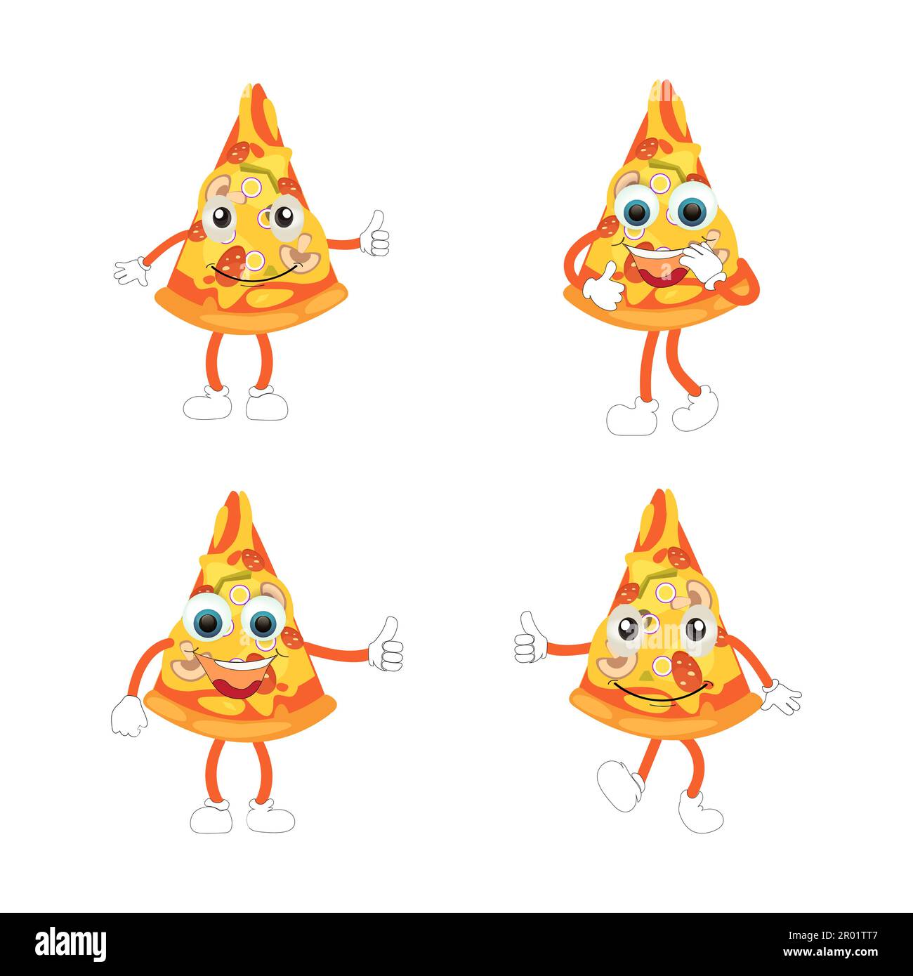 Pizza Cartoon Character, modern vector template set of mascot ...