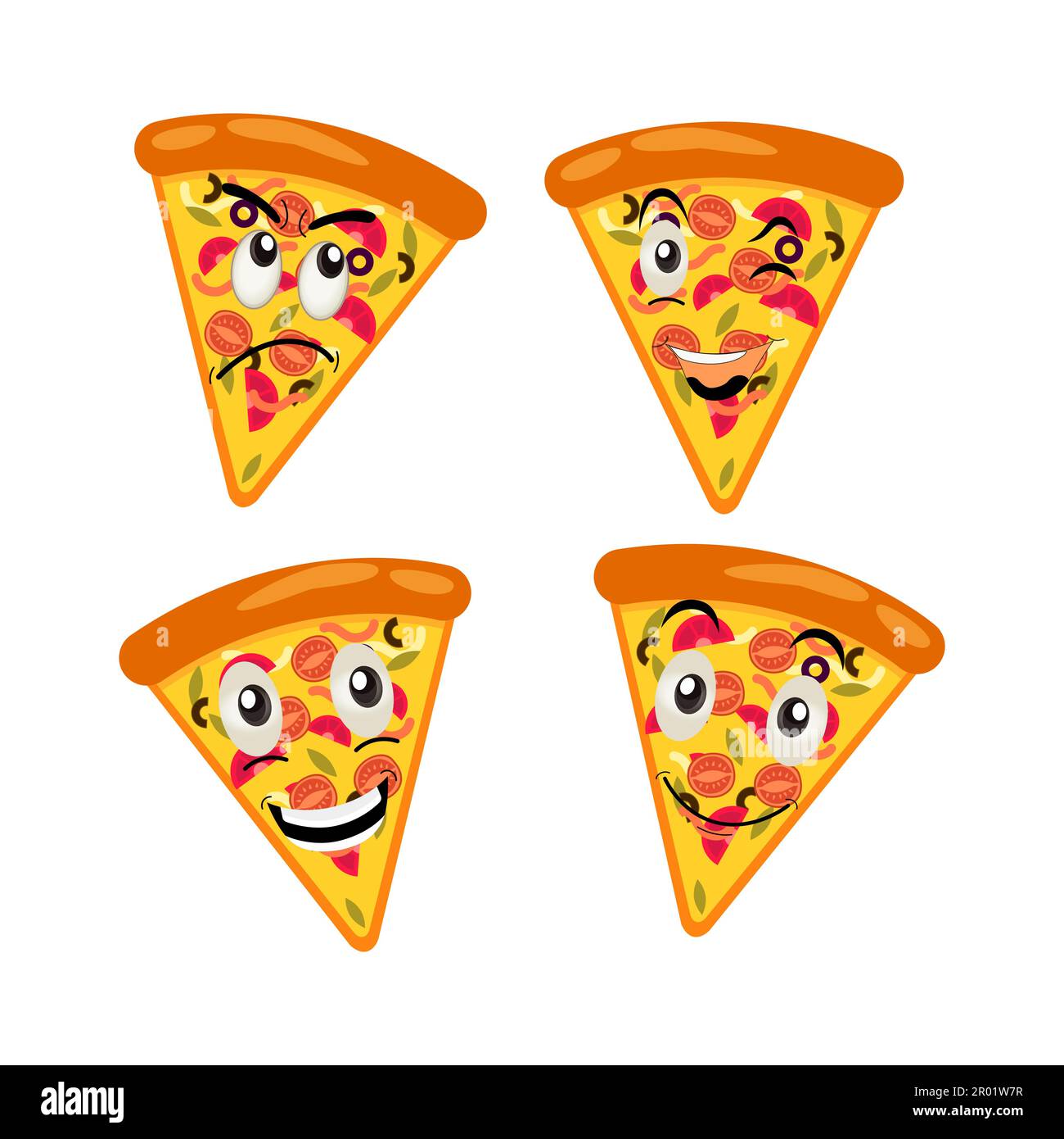 Pizza Cartoon Character, modern vector template set of mascot ...