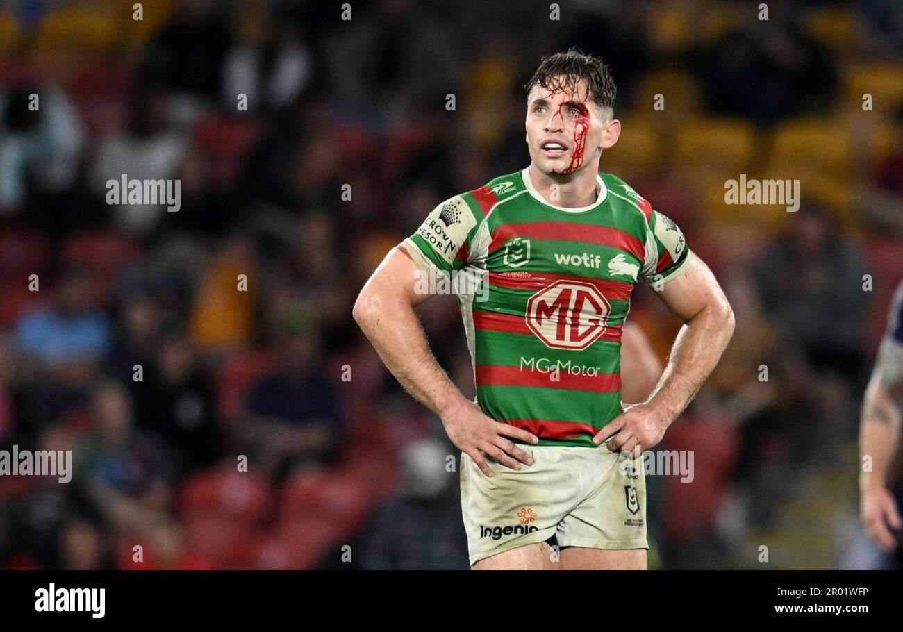 Cameron Murray of the Rabbitohs is seen bleeding from an injury during ...