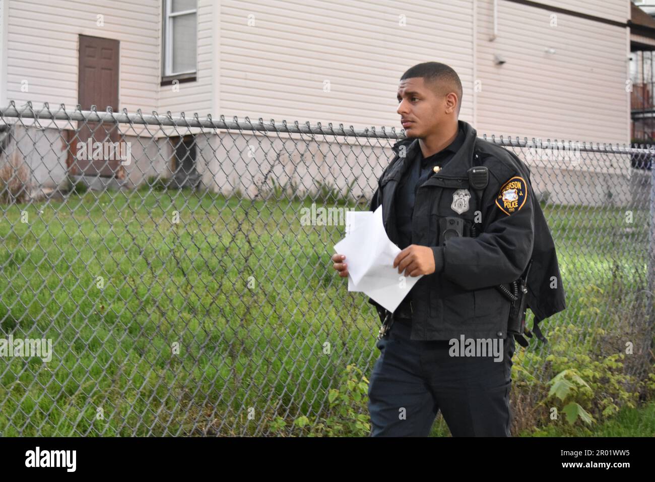 Paterson police seen at the scene of a vehicle into a house. A vehicle ...