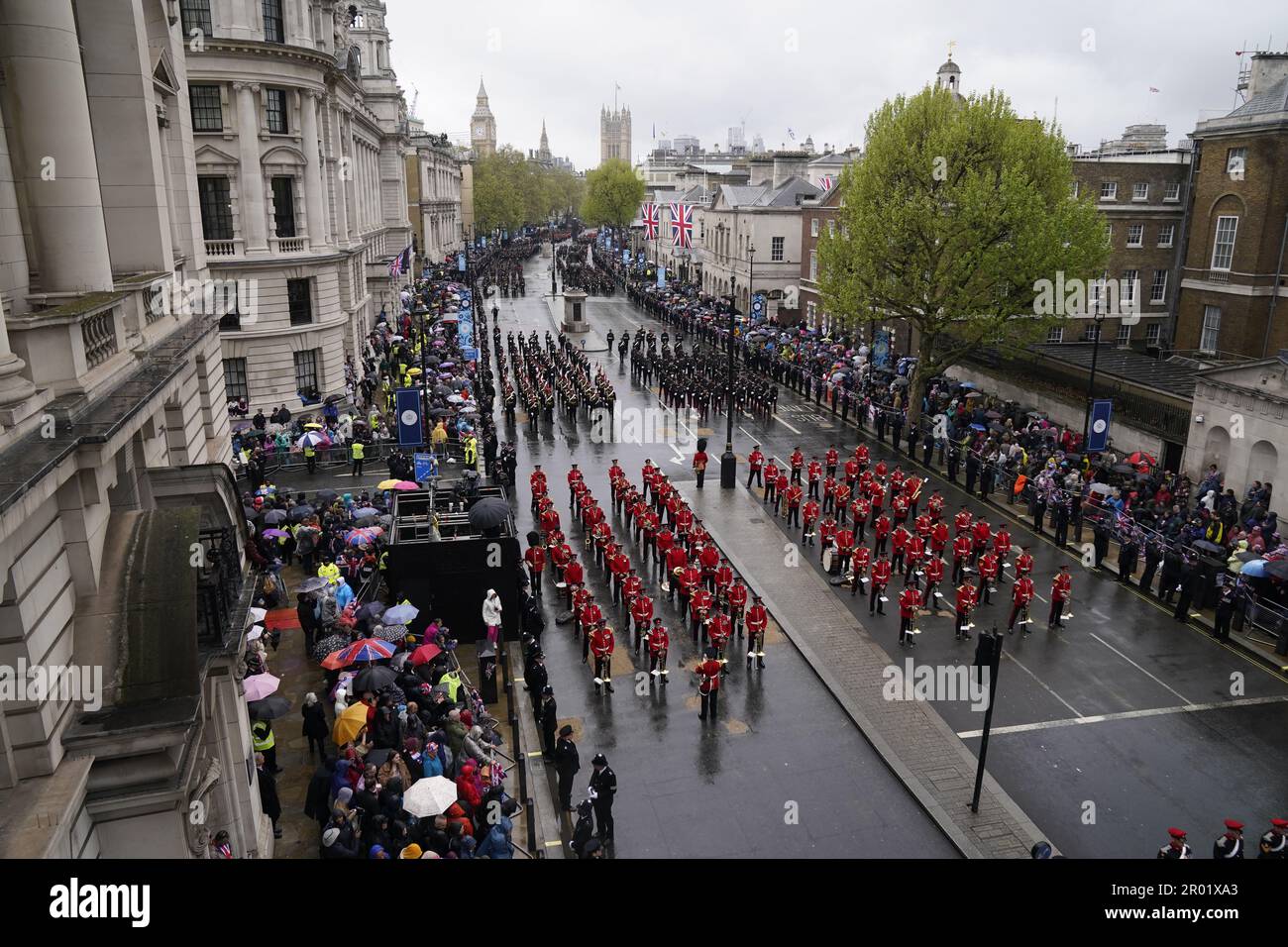 The King's Procession makes its way along Whitehall ahead of the ...