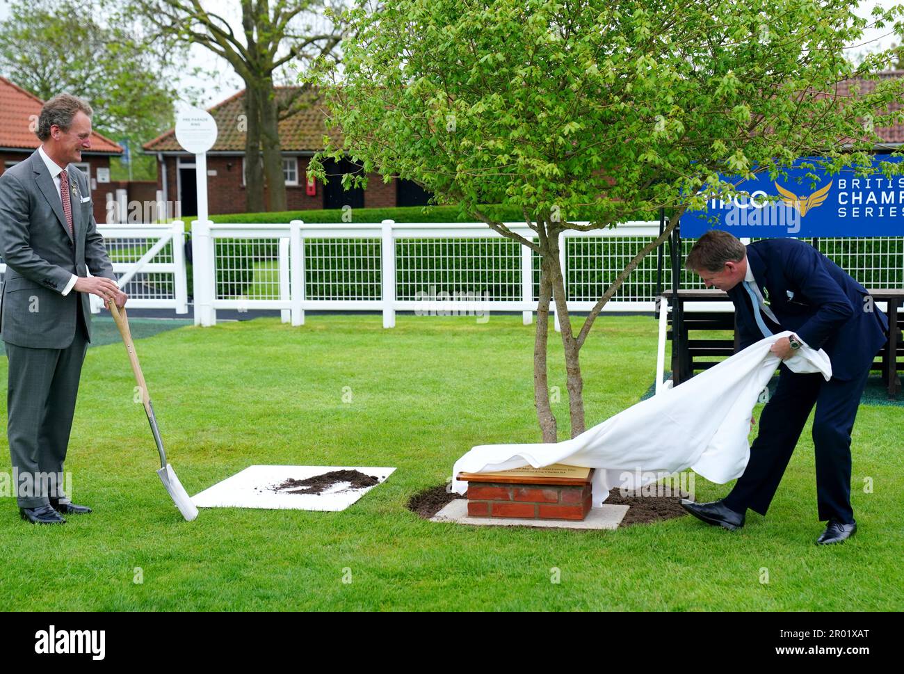 Jockey club steward William Wyatt (left) and David Redvers unveil a ...