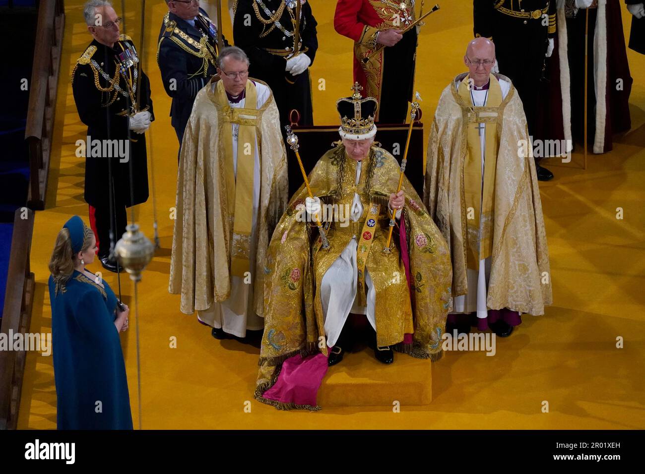 King Charles III receives The St Edward's Crown during his coronation ...