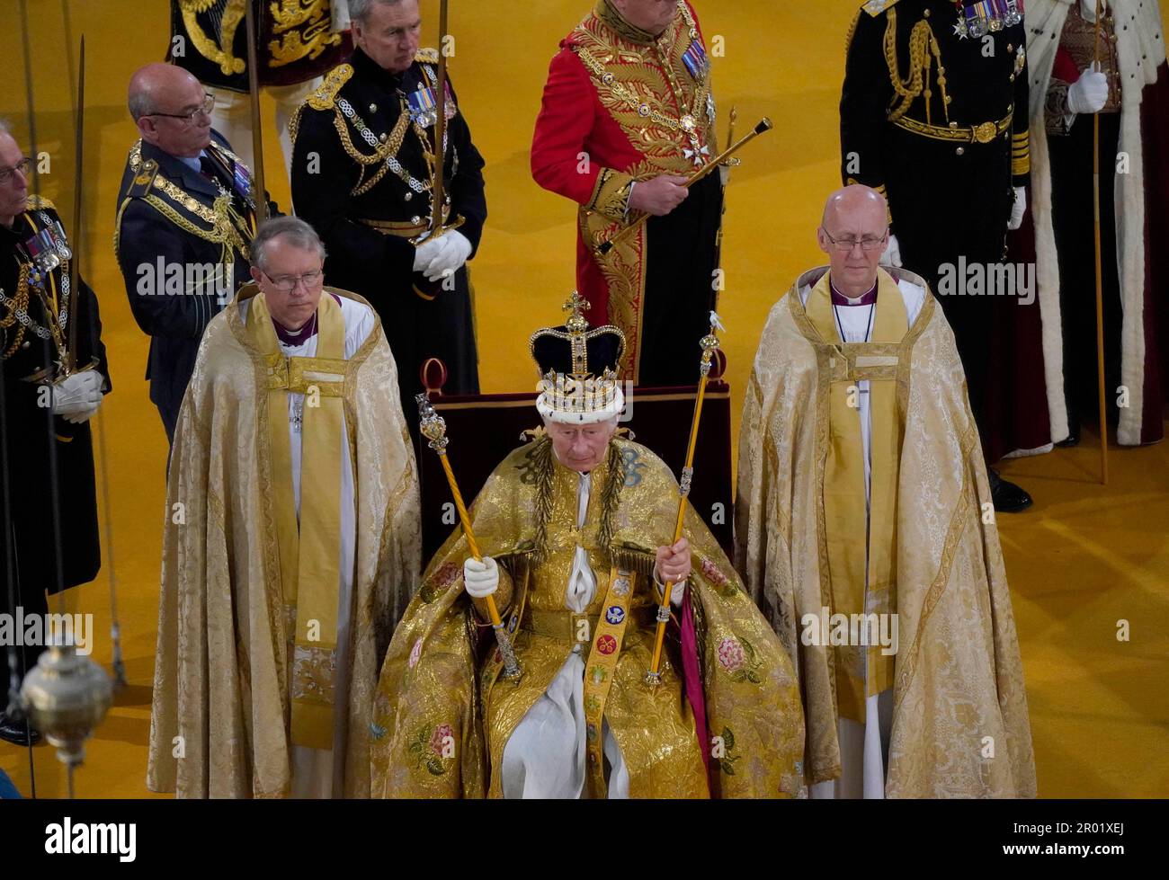 King Charles III receives The St Edward's Crown during his coronation ...