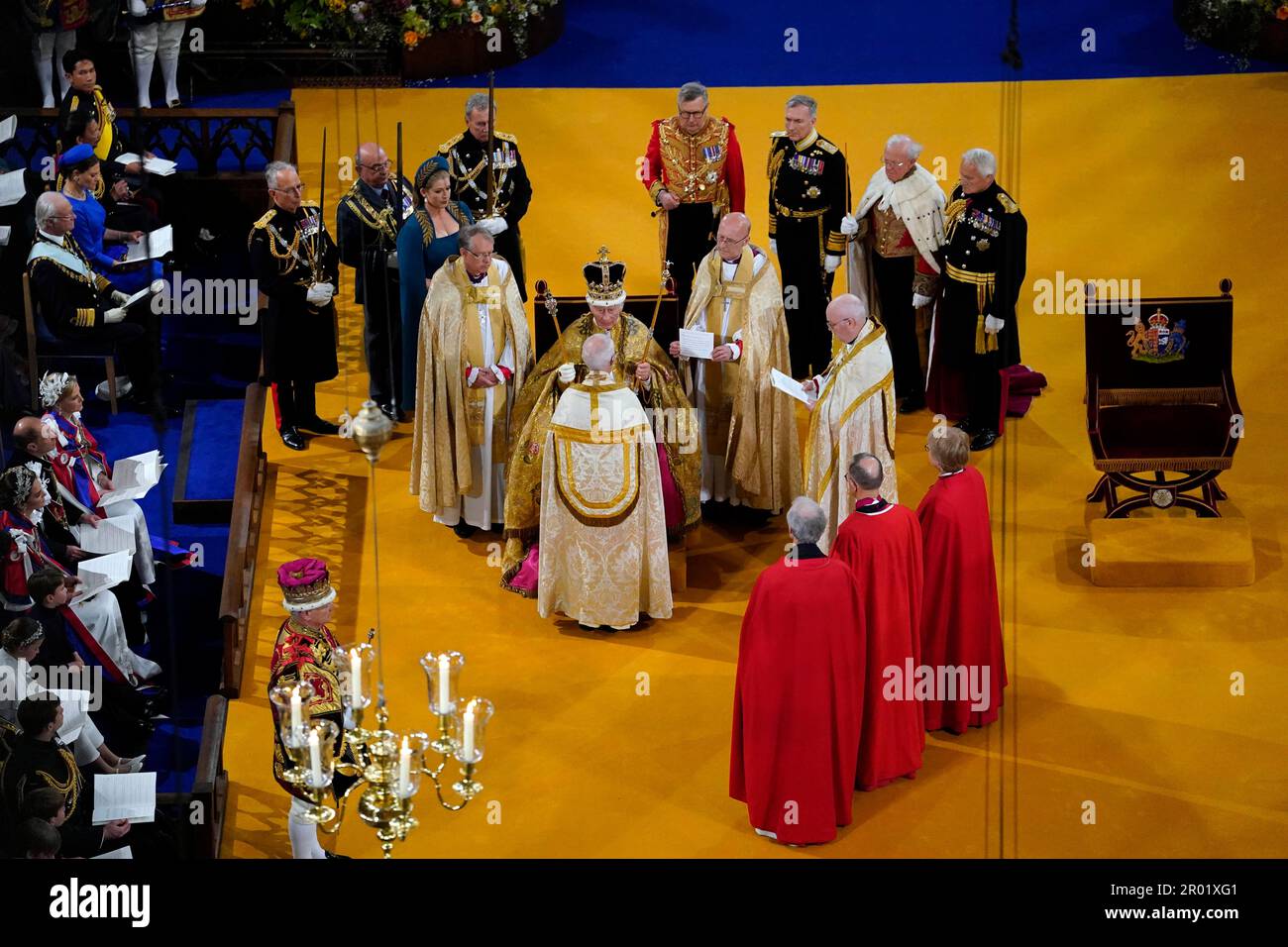 King Charles III receives The St Edward's Crown during his coronation ...