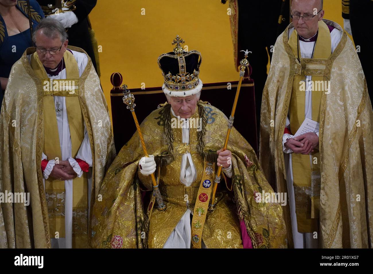King Charles III receives The St Edward's Crown during his coronation ...