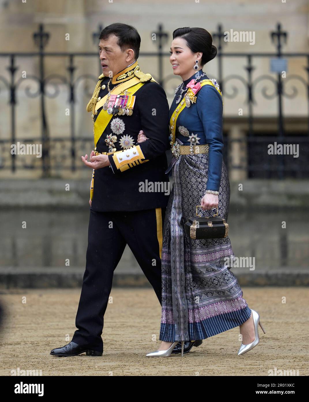 Queen Suthida and King Vajiralongkorn of Thailand arrive ahead of the coronation of King Charles ...