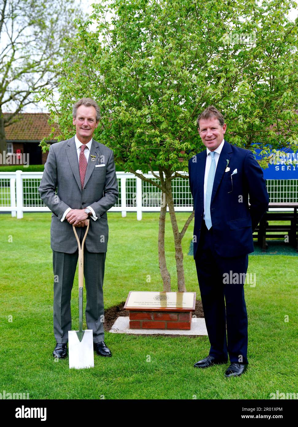 Jockey club steward William Wyatt (left) and David Redvers pose for a ...