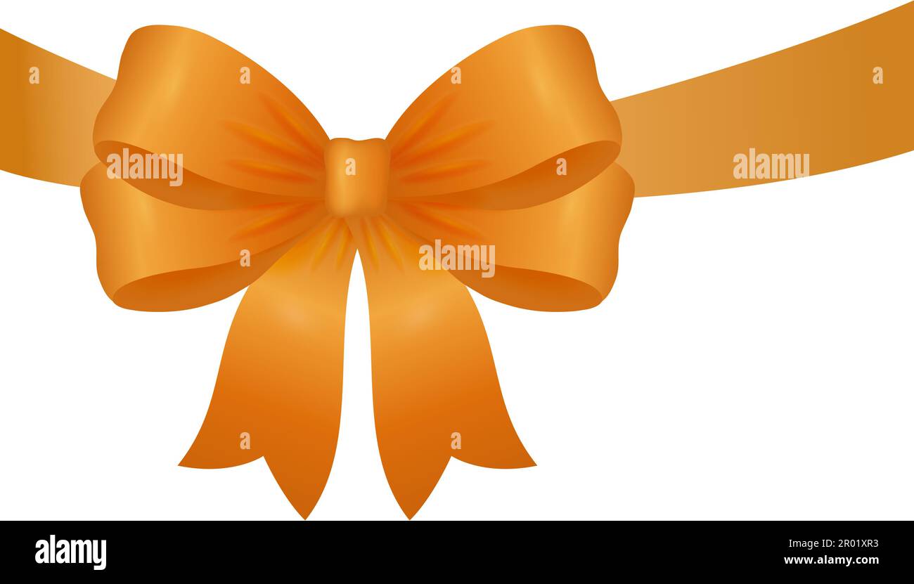 Golden beautiful silk ribbon bow. Orange ribbon bow. For the design of ...