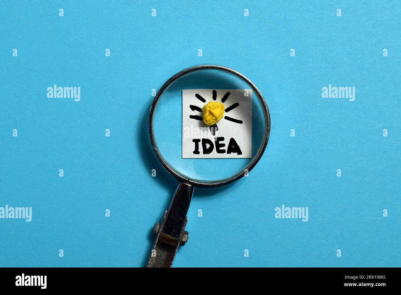soft focus, Creative idea concept, magnifying glass and light bulb icon ...