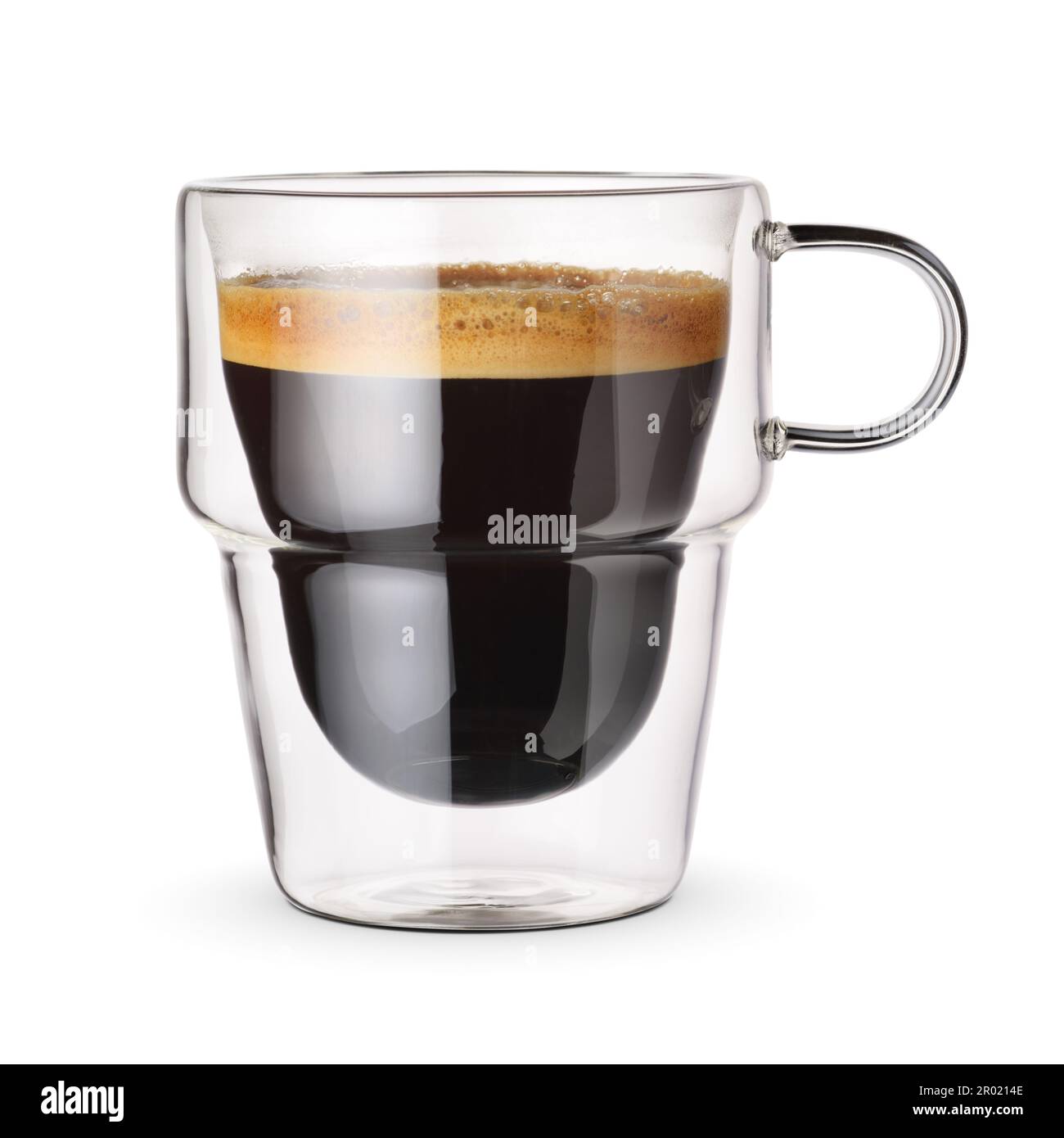Glass double wall cup of espresso coffee isolated on white background ...