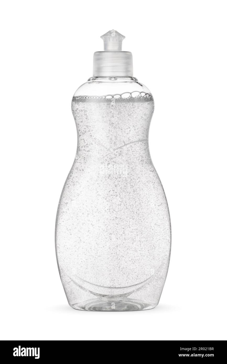 Dishwashing liquid detergent in plastic bottle isolated on white ...