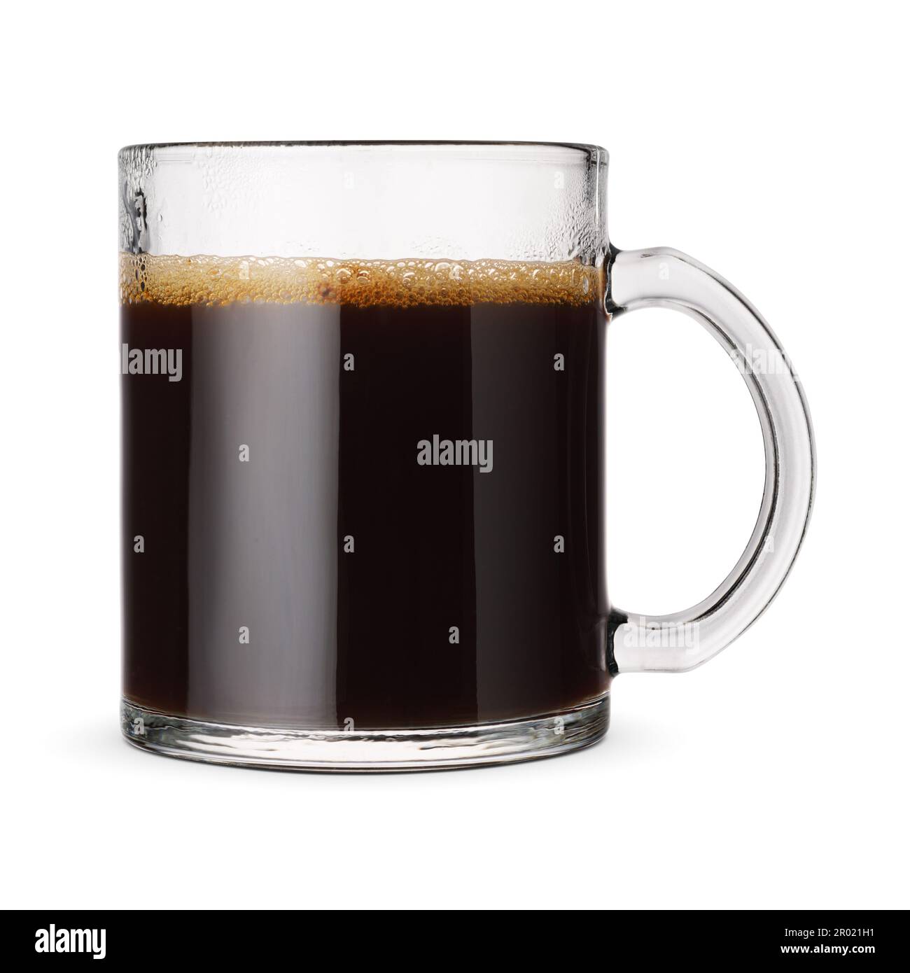 Coffee americano in a transparent glass cup isolated on a white ...