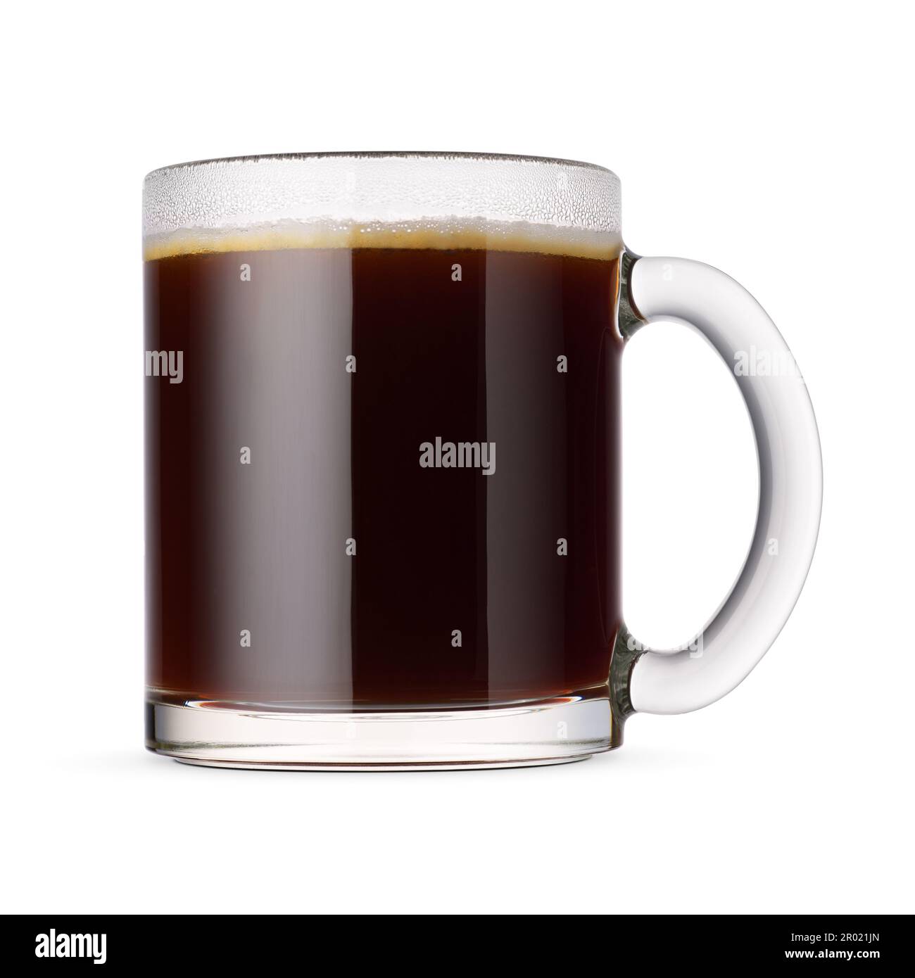 Coffee americano in a transparent glass cup isolated on a white ...