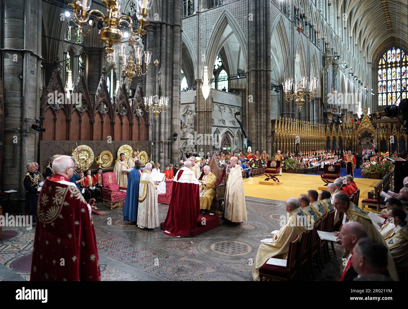 King Charles III during his coronation ceremony in Westminster Abbey ...