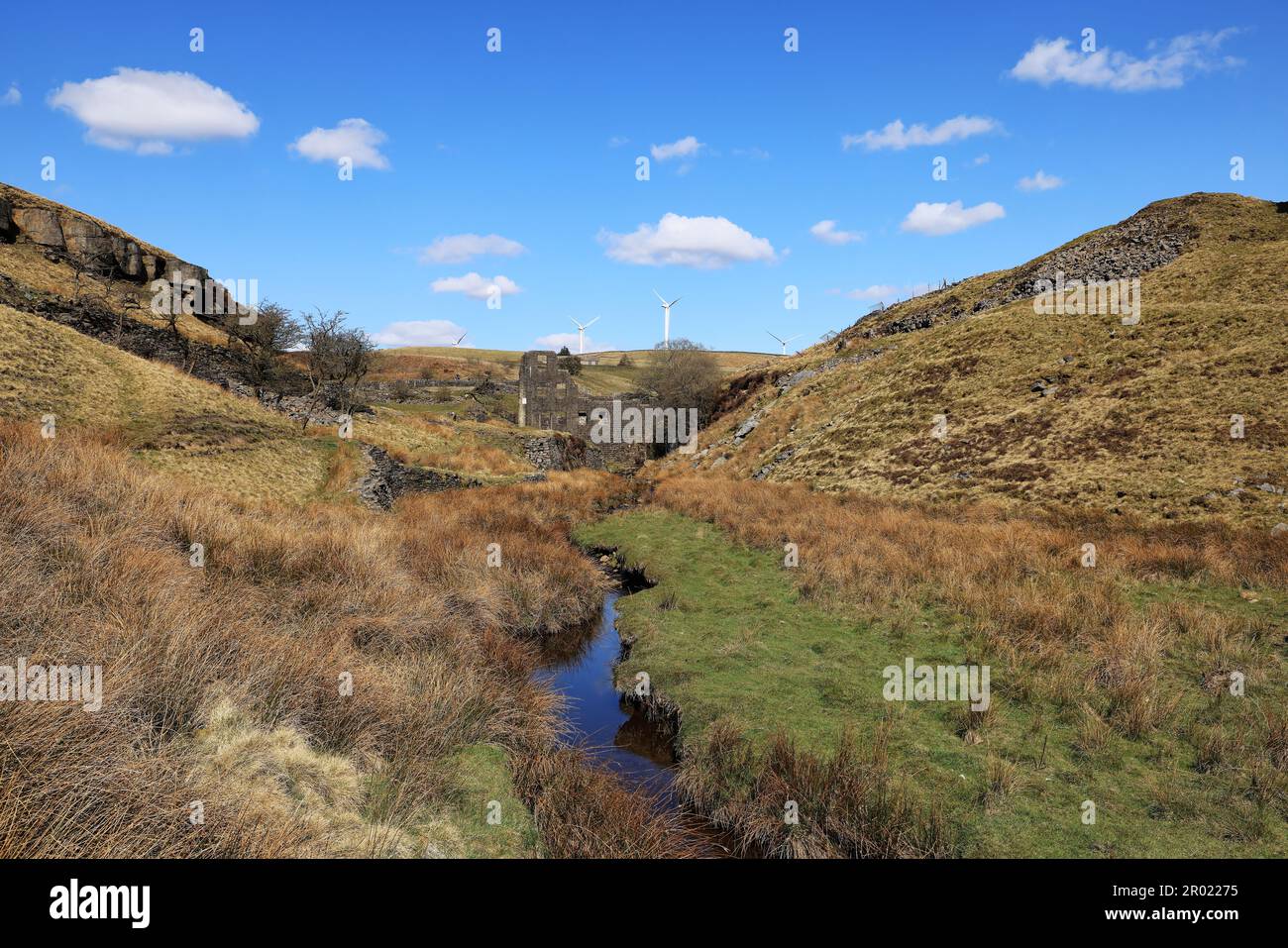 Lower Lumb Mill runs, Cheeseden Valley, Rossendale, Lancashire Stock ...