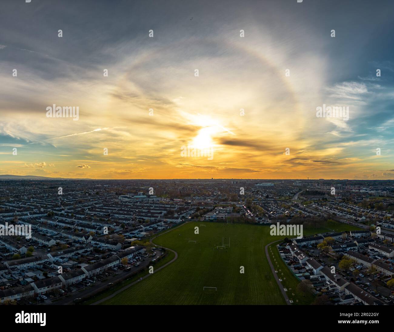 Pre-sunset solar halo over Donaghmede Park Stock Photo - Alamy