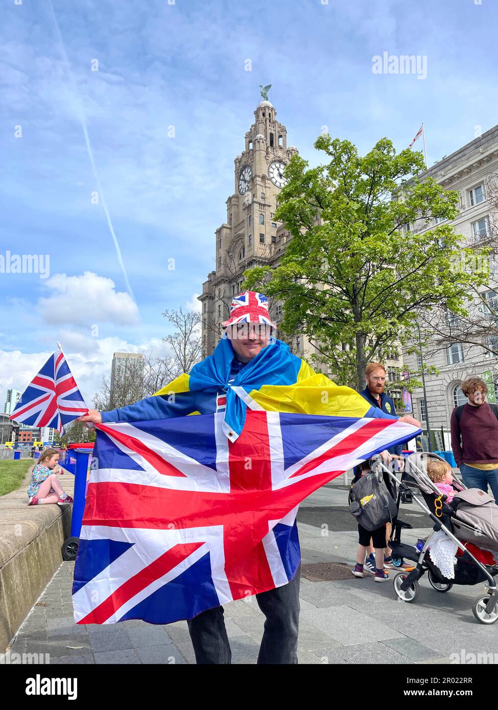 David-Jon Davies, 52, from Tuebrook, Liverpool watching the coronation ...