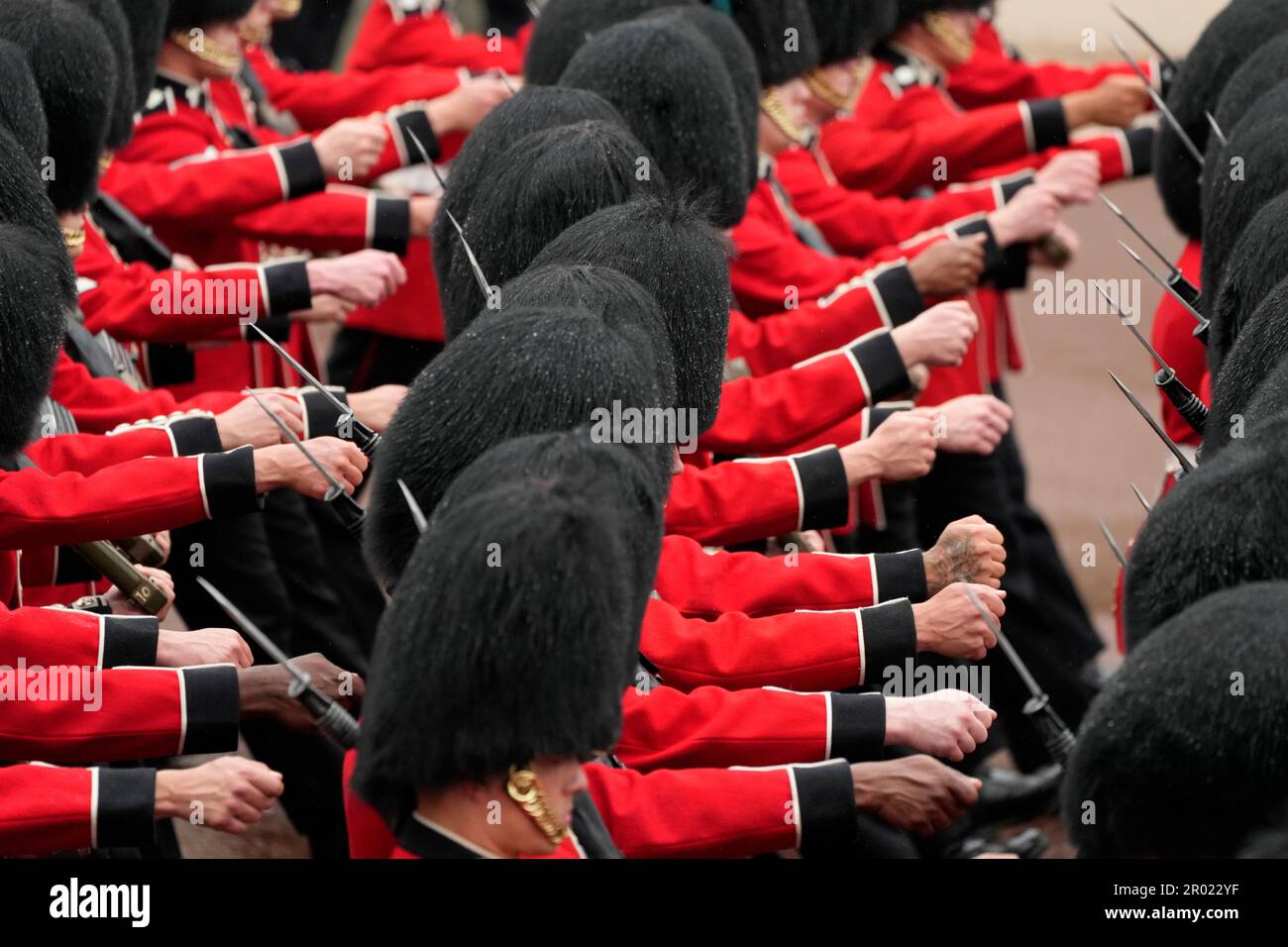 King's Guards march outside Buckingham Palace during Britain's King ...