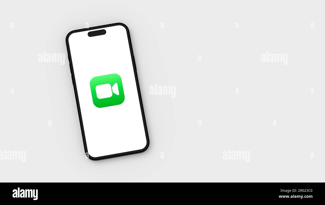 Facetime Logo on Mobile Phone Screen on Gray Background with Copy Space ...