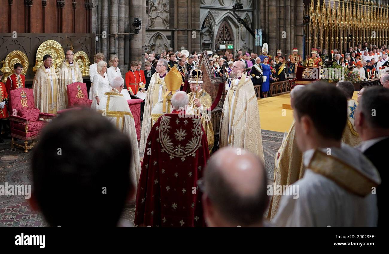 King Charles III during his coronation ceremony in Westminster Abbey ...