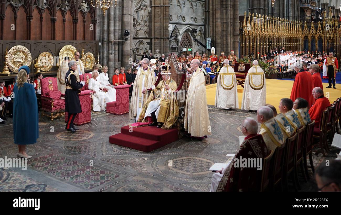 King Charles III during his coronation ceremony in Westminster Abbey ...