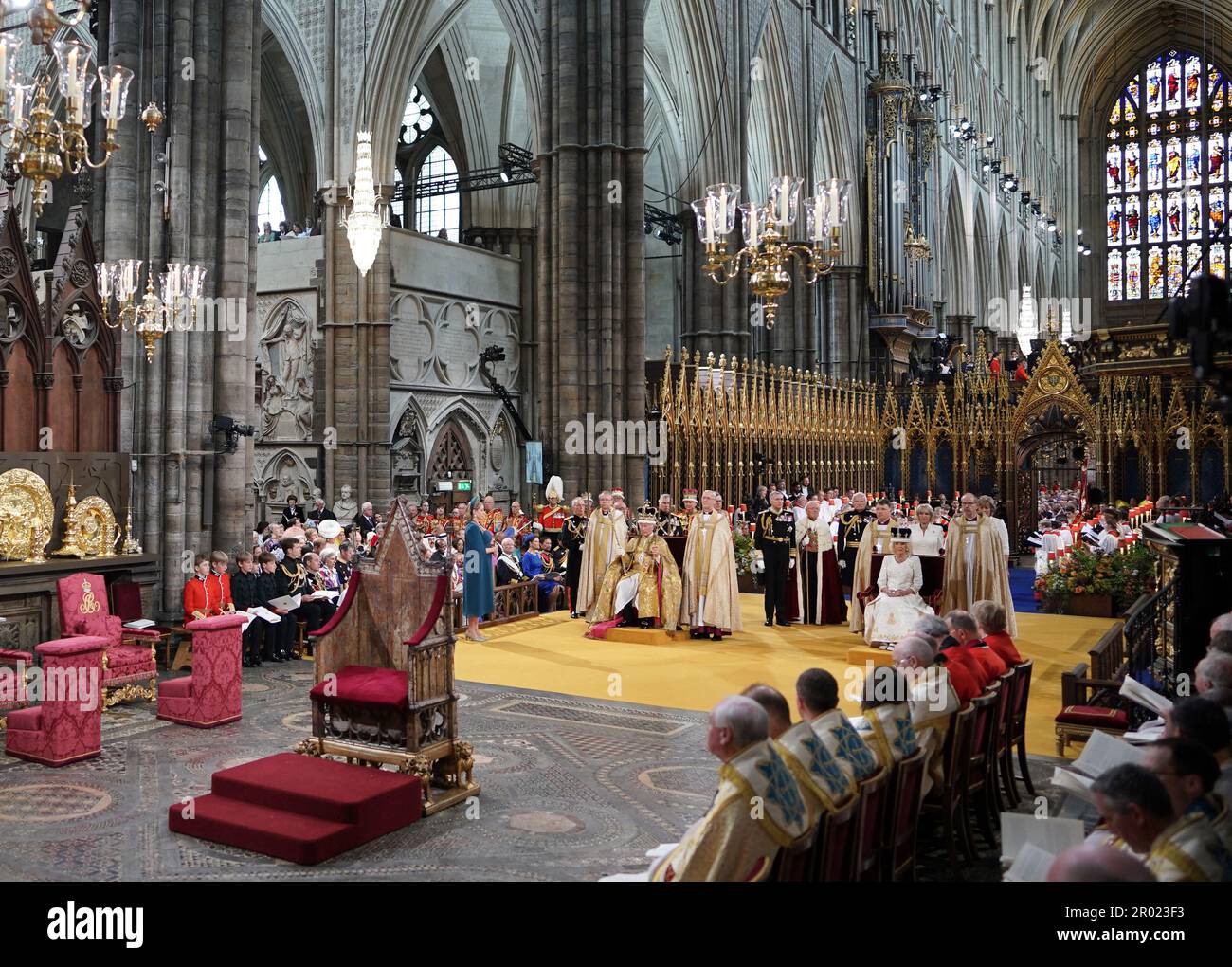 King Charles III during his coronation ceremony in Westminster Abbey ...