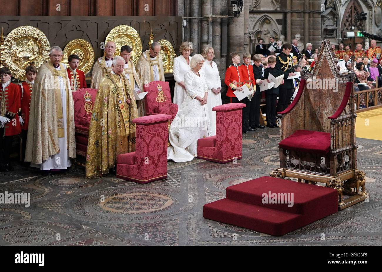 King Charles III and Queen Camilla during their coronation ceremony at ...