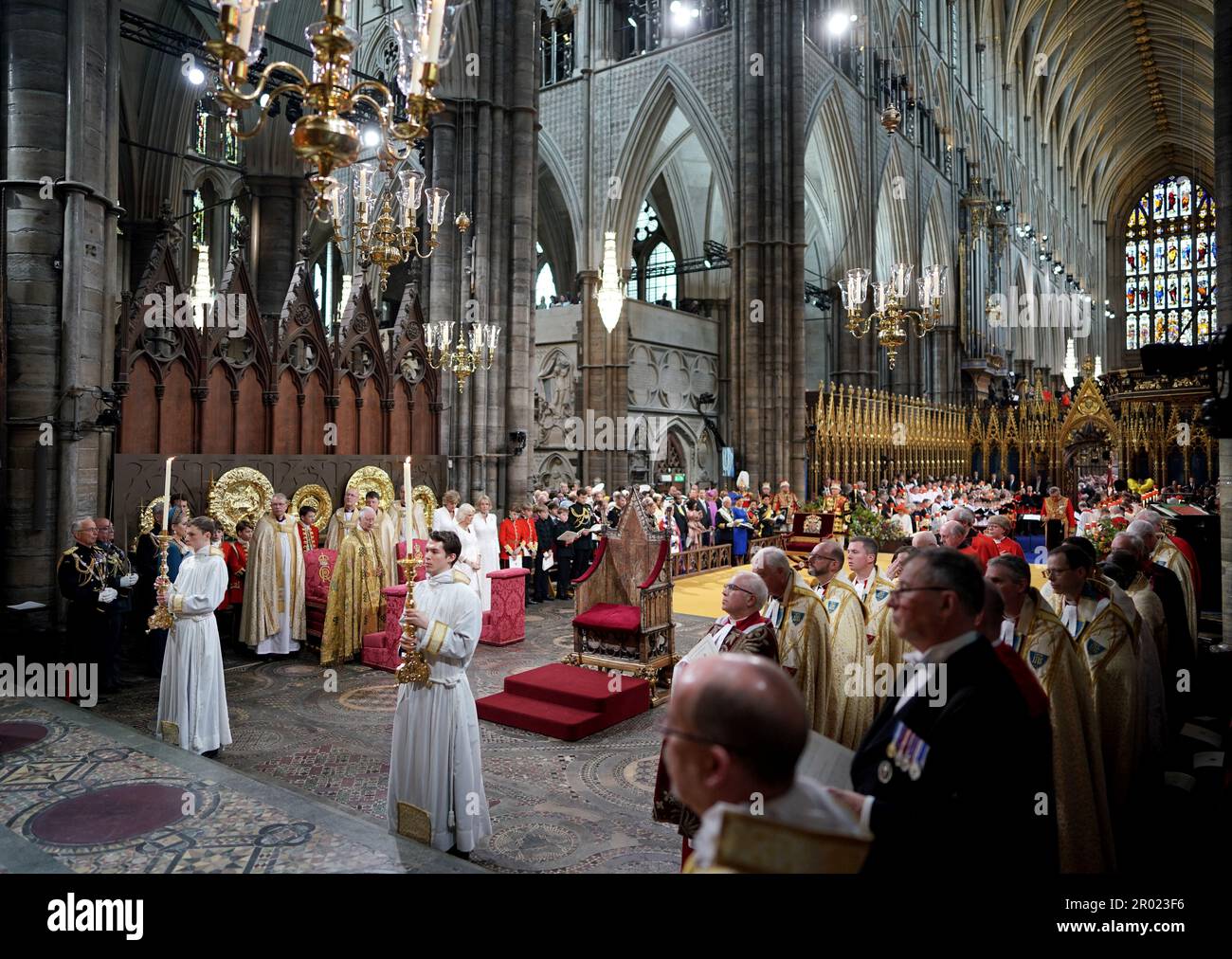 King Charles III and Queen Camilla during their coronation ceremony at ...