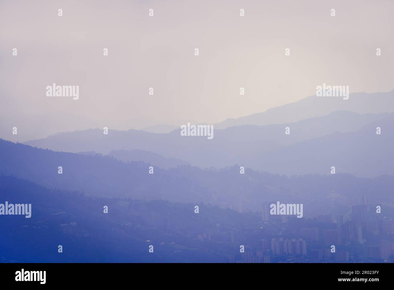 Scenic beautiful view of the mountain range by Medellin city in ...