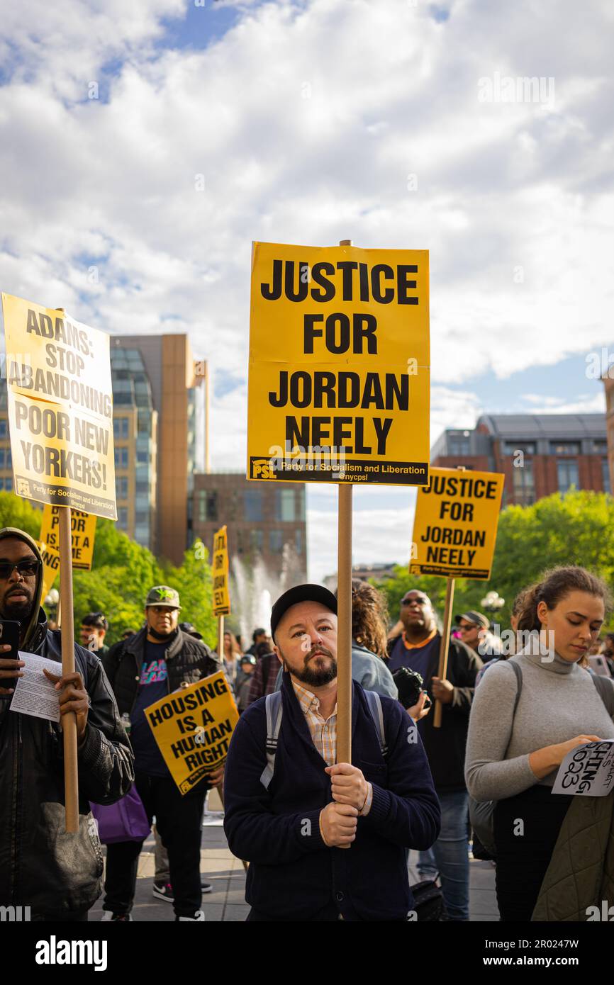 A group of protesters gathered at Washington Square Park in New York ...