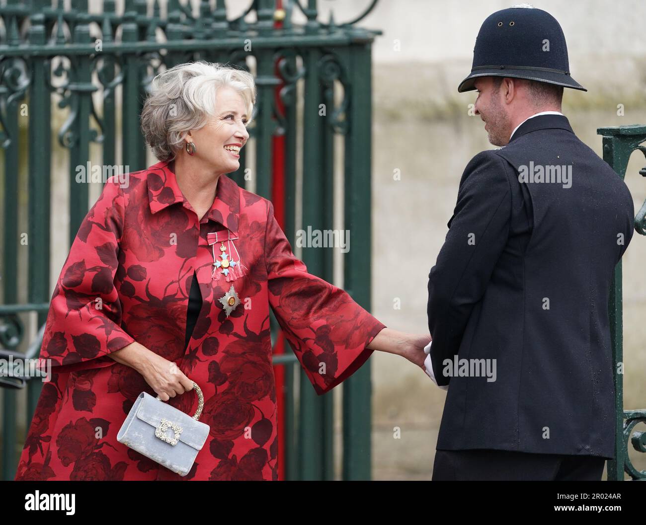 Dame Emma Thompson leaves Westminster Abbey following the coronation ...