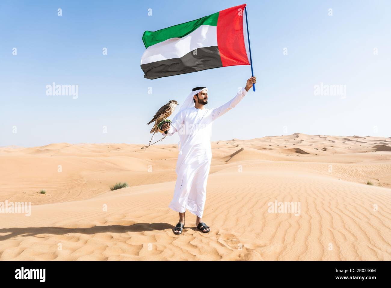 Middle-eastern man wearing traditional emirati arab kandura in the ...