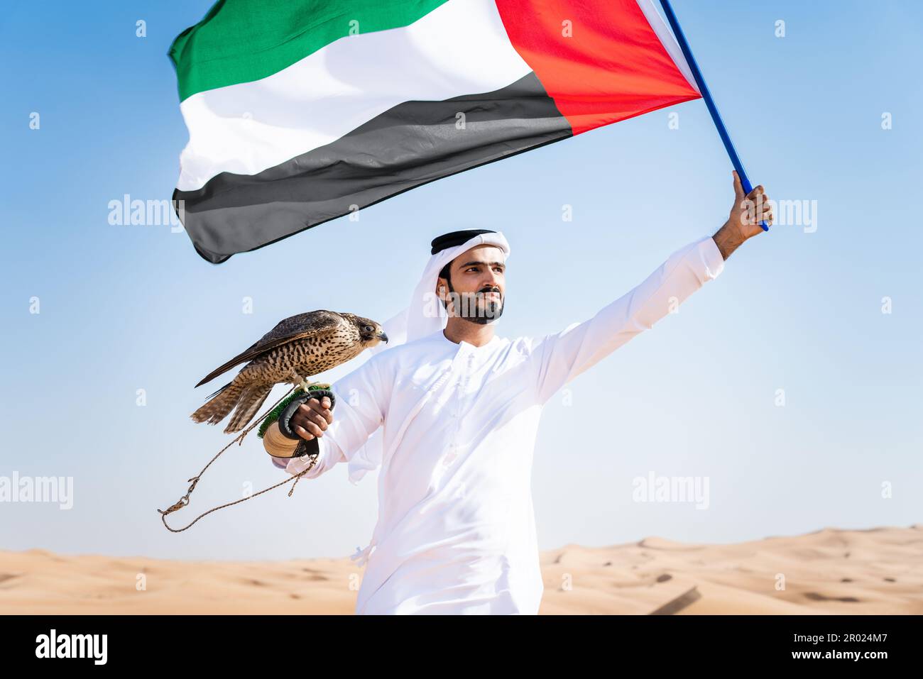 Middle-eastern man wearing traditional emirati arab kandura in the ...