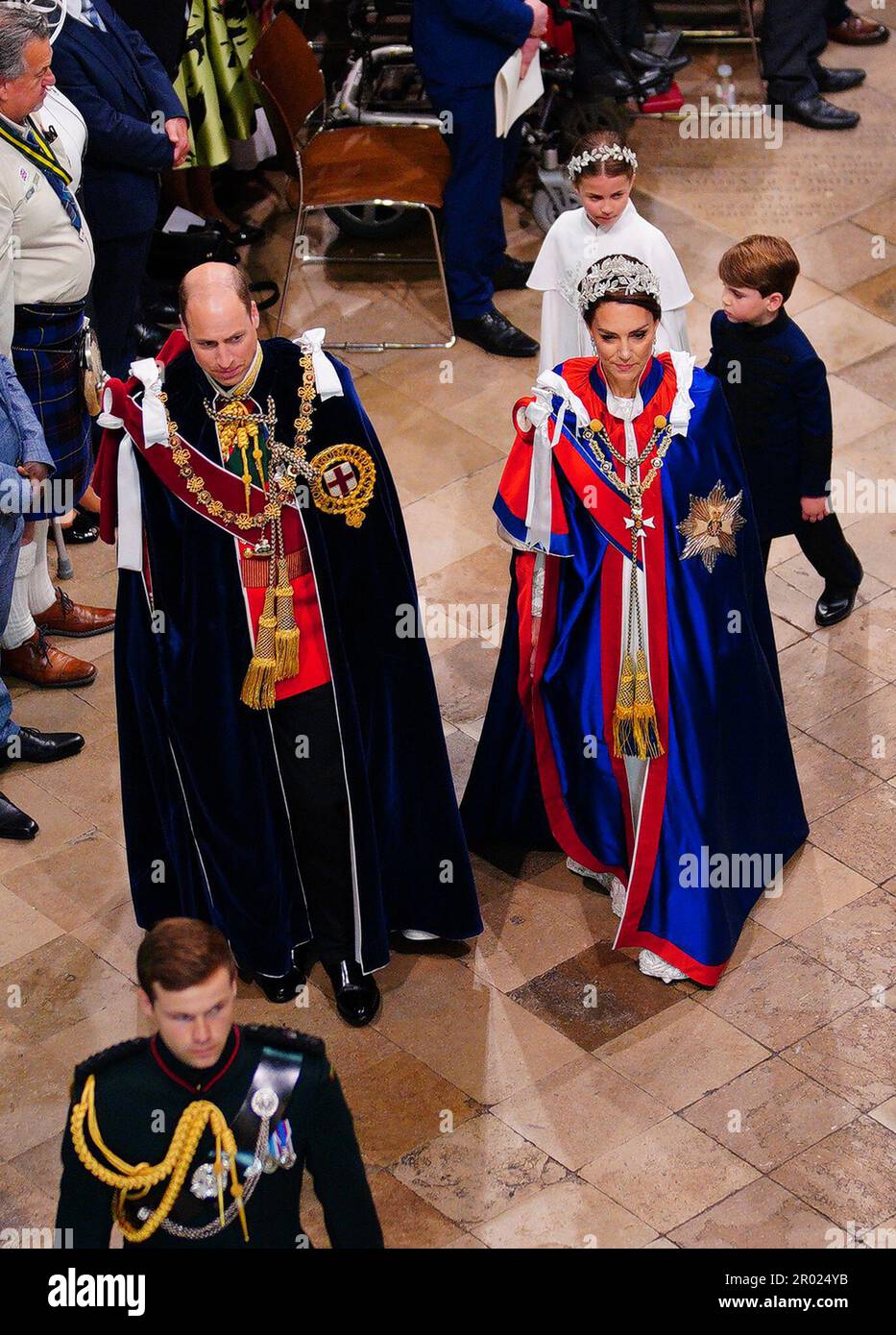 The Prince of Wales (front, left) and the Princess of Wales (front ...