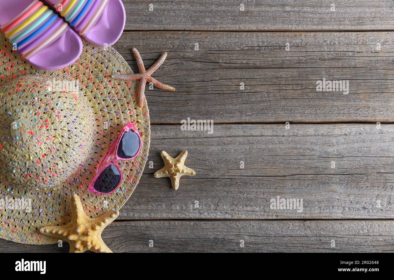 Beach still life on wooden boards Stock Photo - Alamy