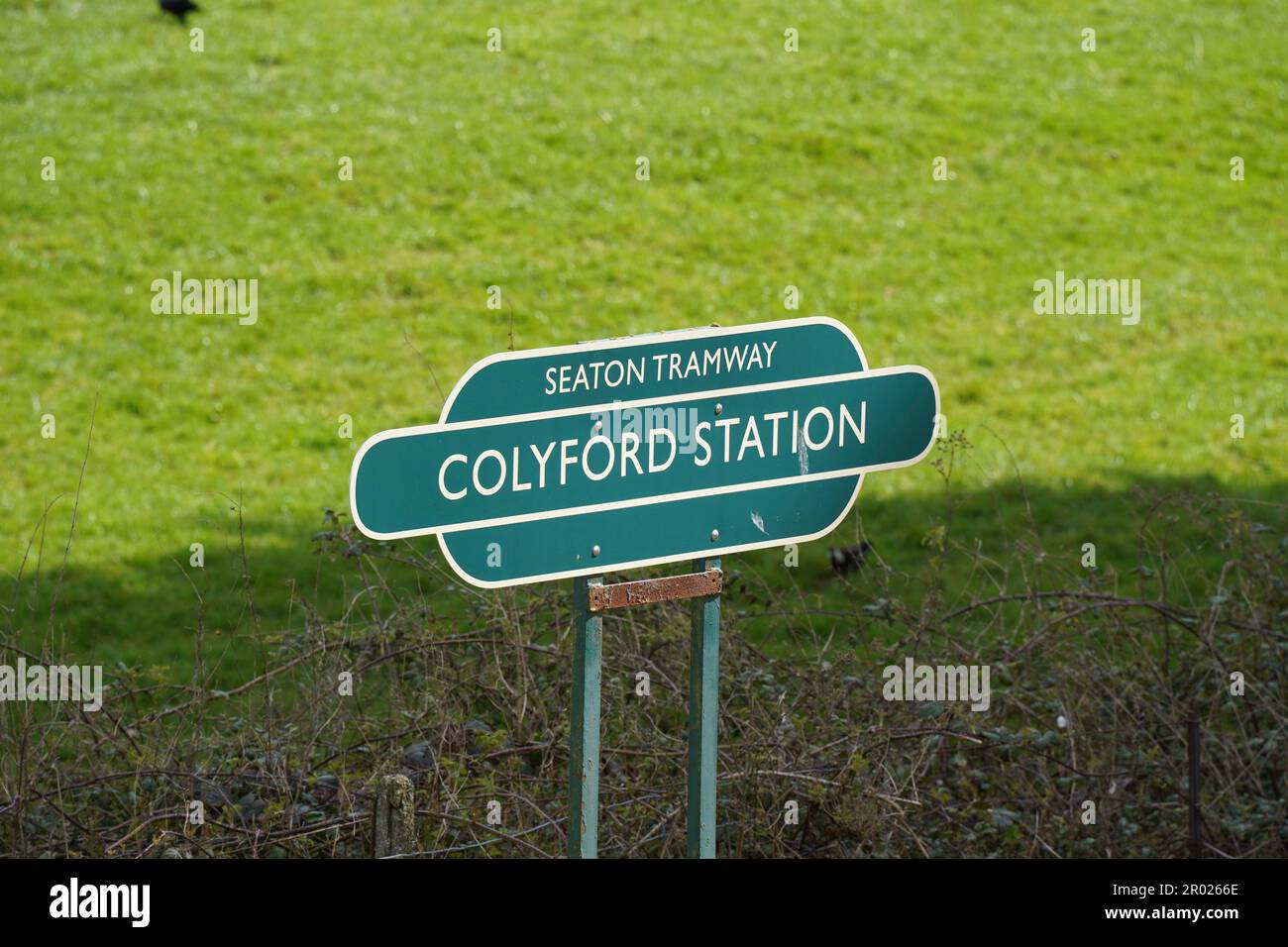 Seaton, UK - April 2022: The Seaton Tramway is a vintage narrow gauge ...
