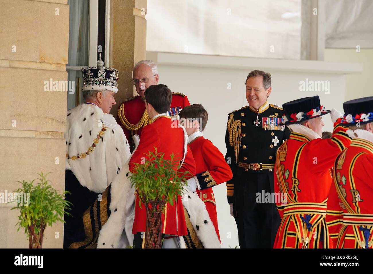 King Charles III leaves after receiving a royal salute from members of ...