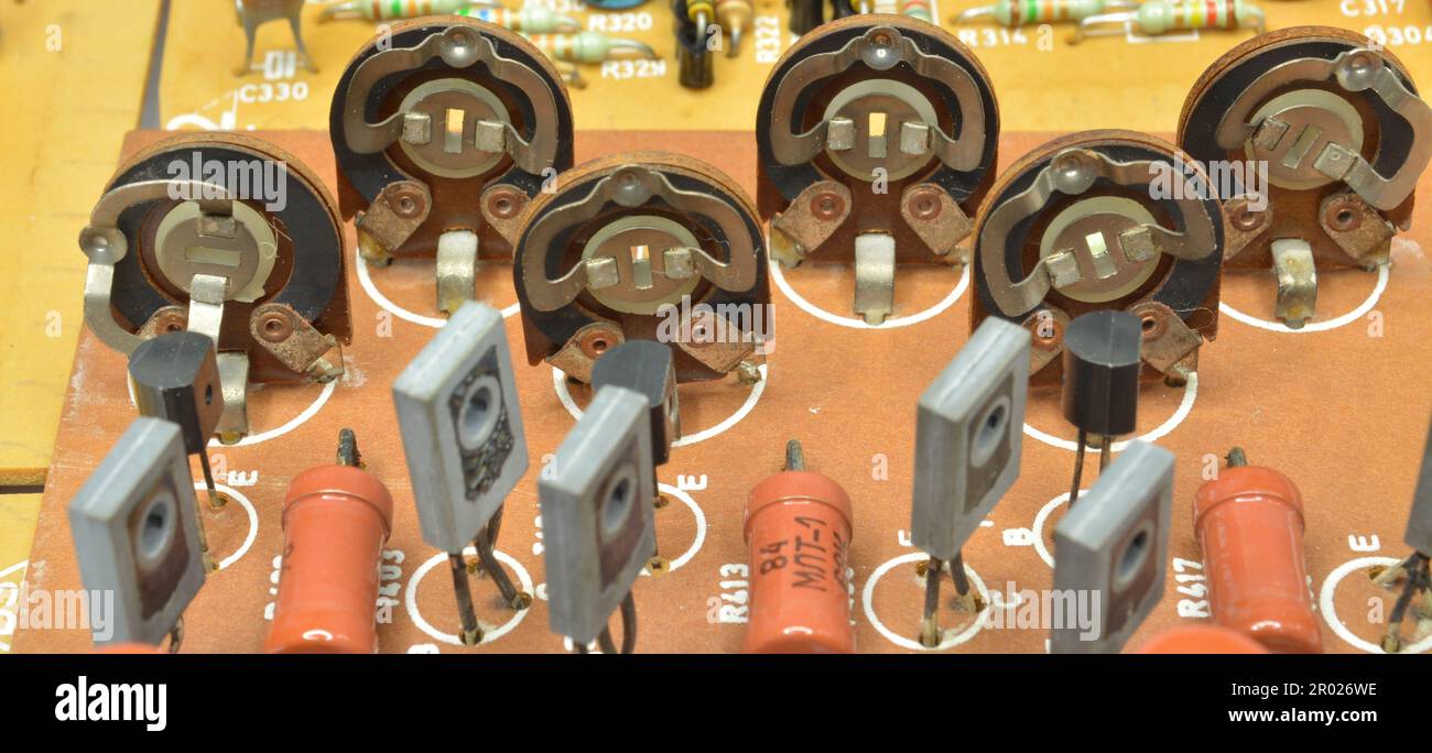 Vintage TV circuit board components Stock Photo - Alamy