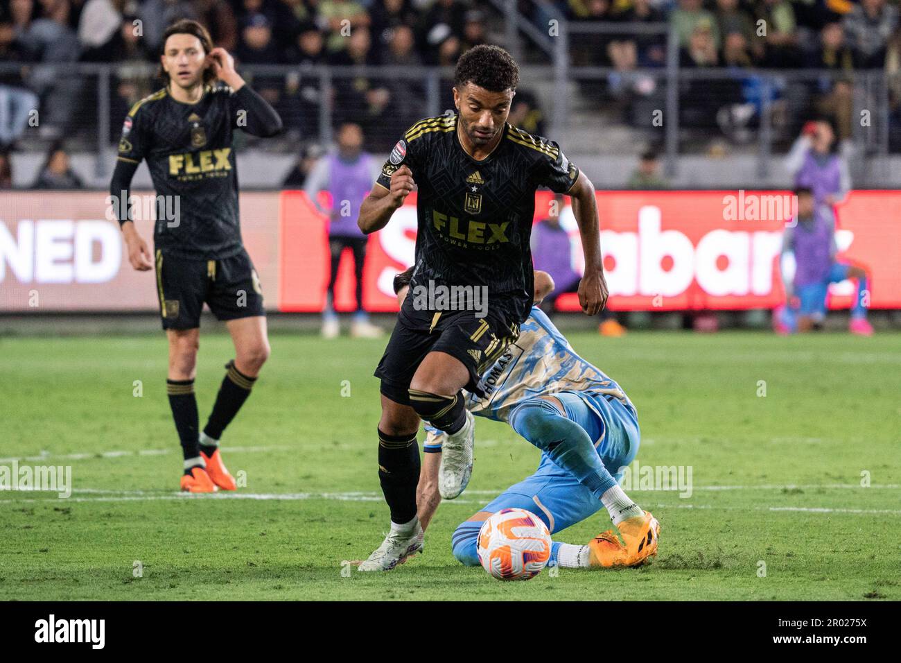 LAFC midfielder Timothy Tillman (11) gets past Philadelphia Union ...